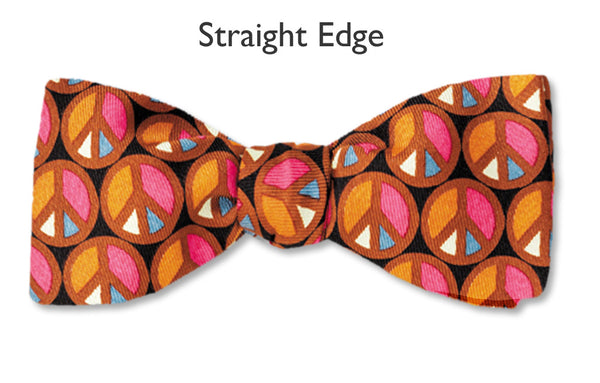Straight Edge Peace Sign Bow Tie