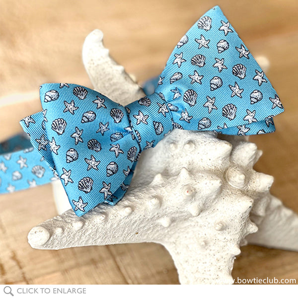Blue Seashells Silk Bow Tie | www.bowtieclub.com